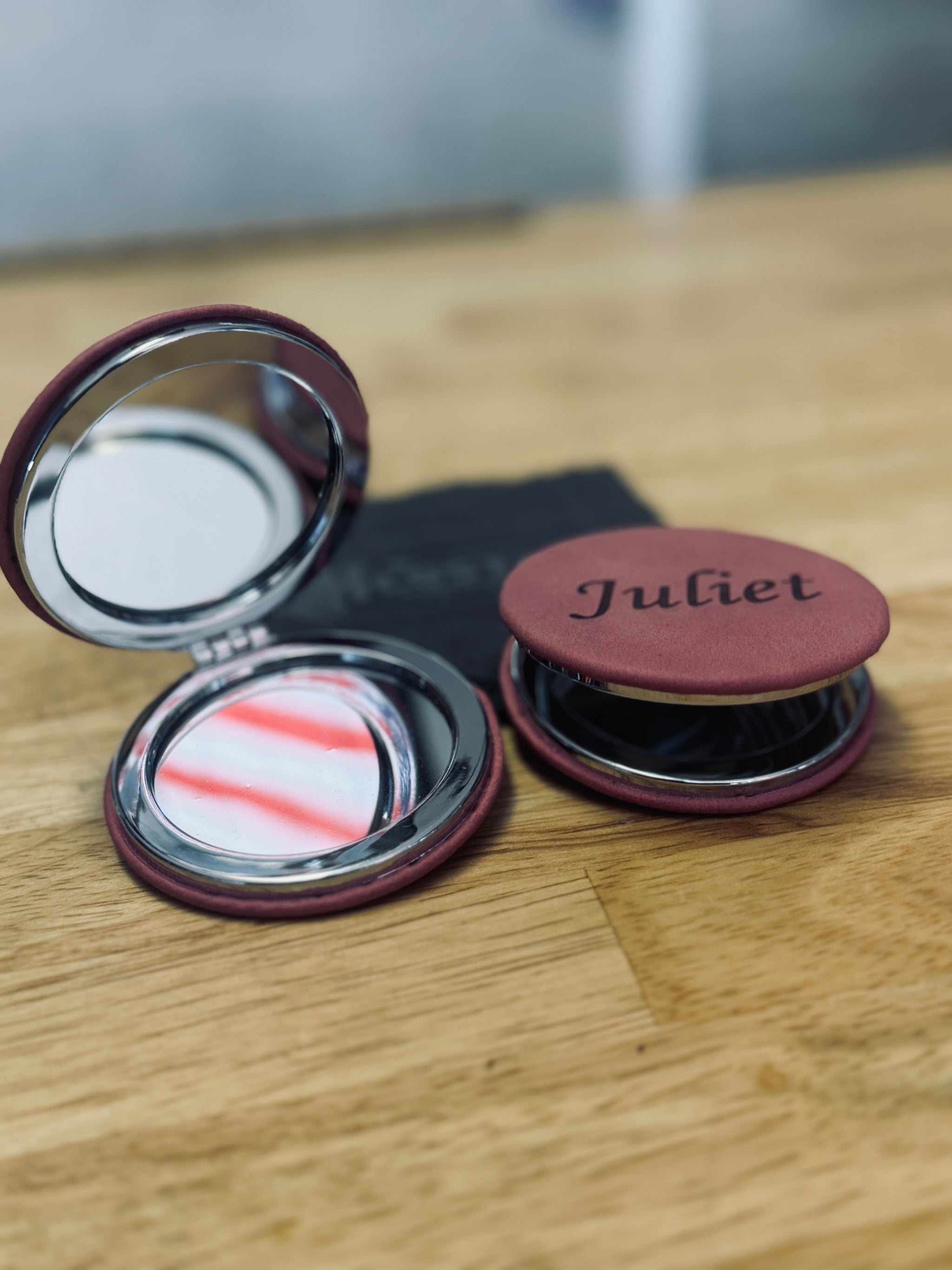 Engraved Leather Compact Mirror – JHCustoms